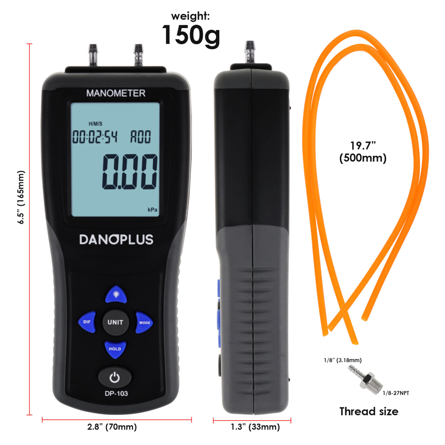DP-103 Manometer Digital Gas Pressure Tester Differential Pressure ...