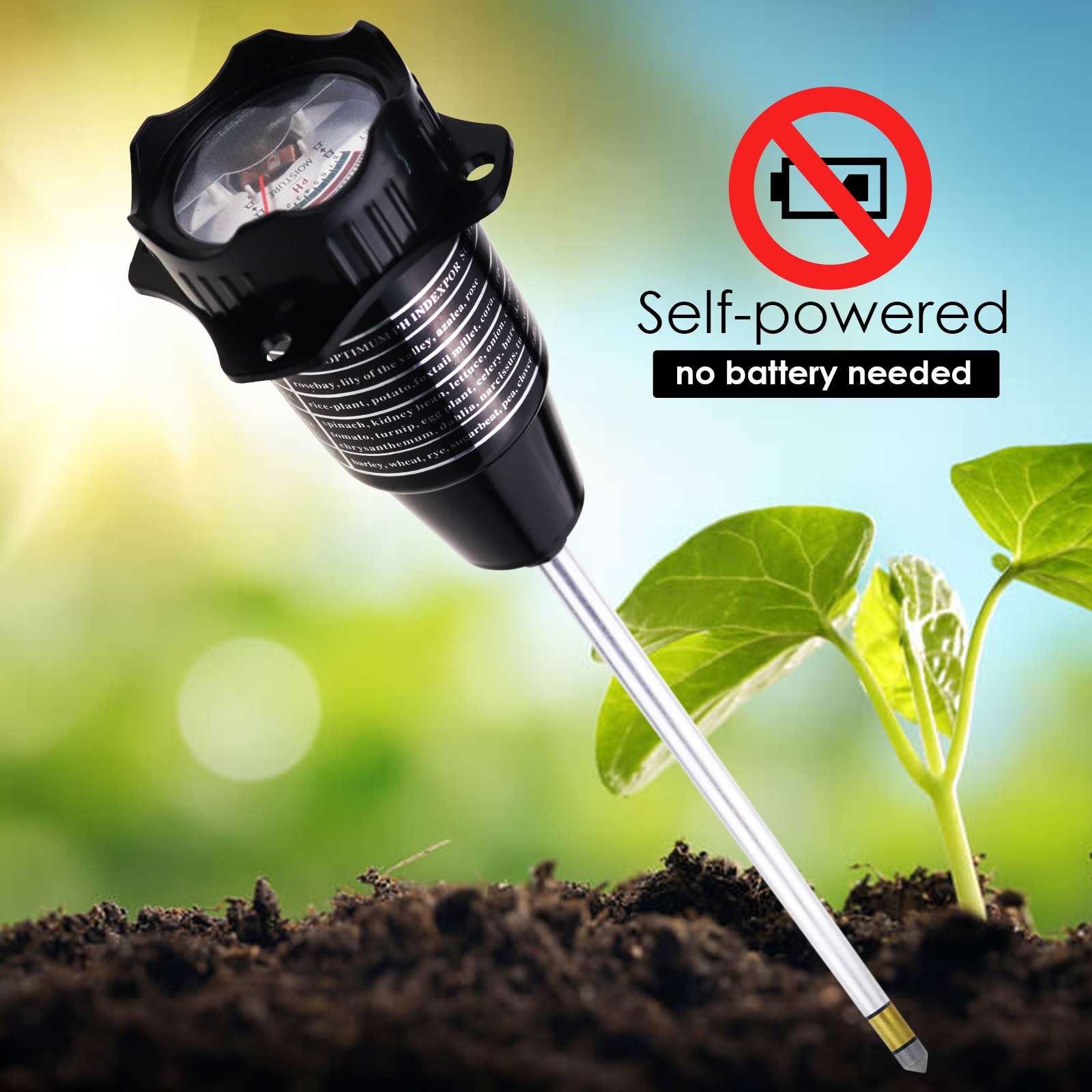 DP-329 Soil pH Meter 2 in 1 Soil pH Moisture Tester 12 inches Long ...