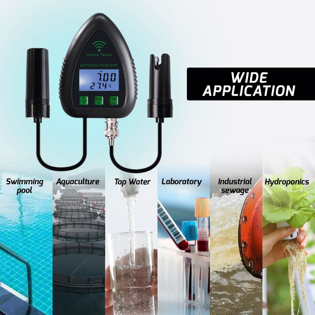 DP-397 Smart Water Quality Tester 5 in 1 pH TDS SG Temp Salinity Tester ...